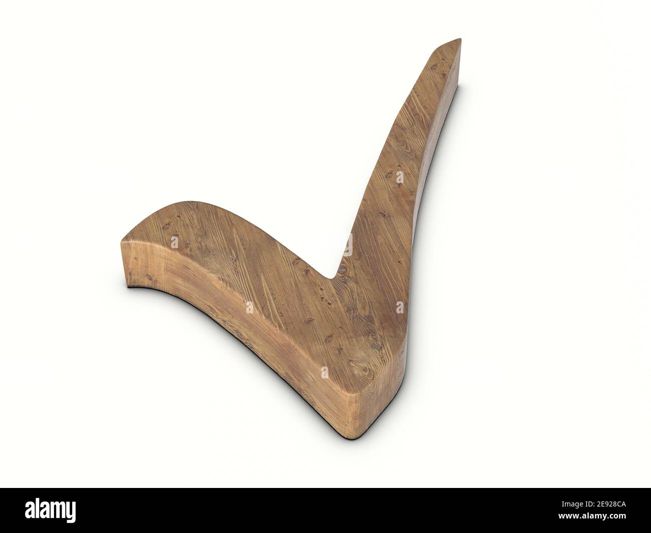 Wood check mark symbol on a white background. 3d illustration Stock ...