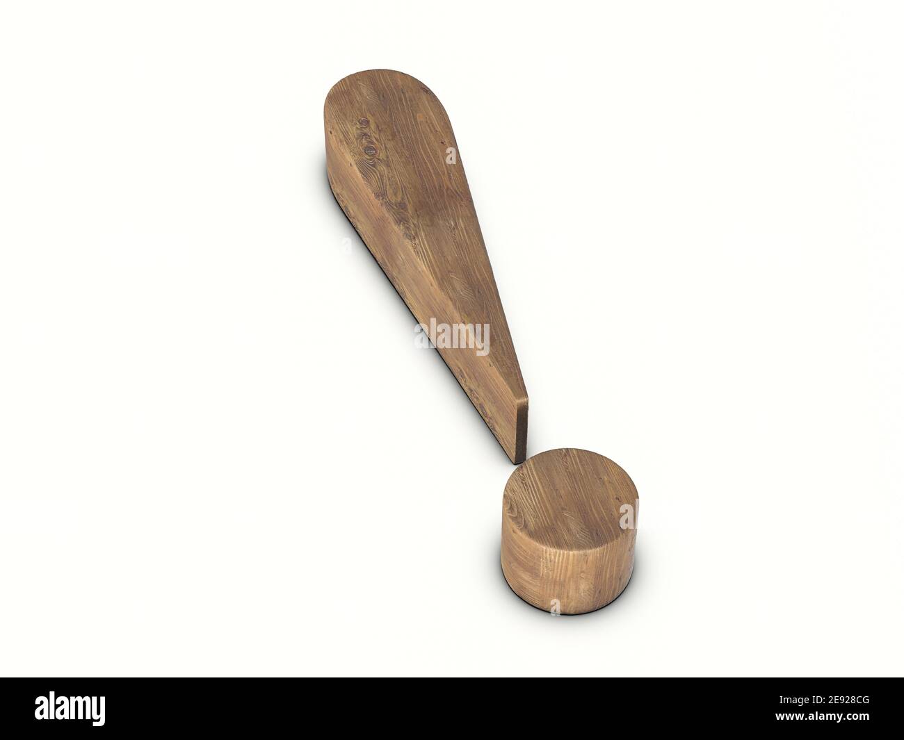 Wood exclamation mark symbol on a white background. 3d illustration ...