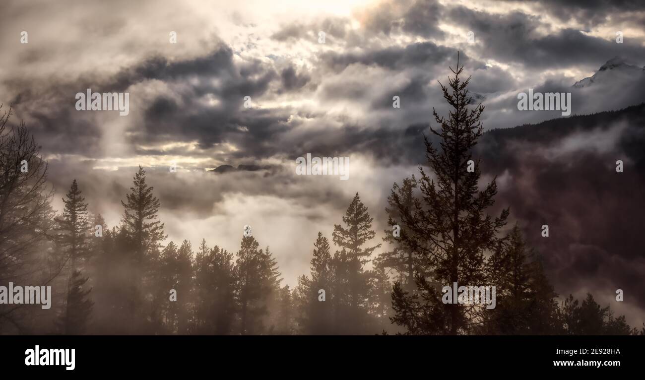 Dramatic Scenic Nature Panoramic View of Canadian Mountain Landscape ...