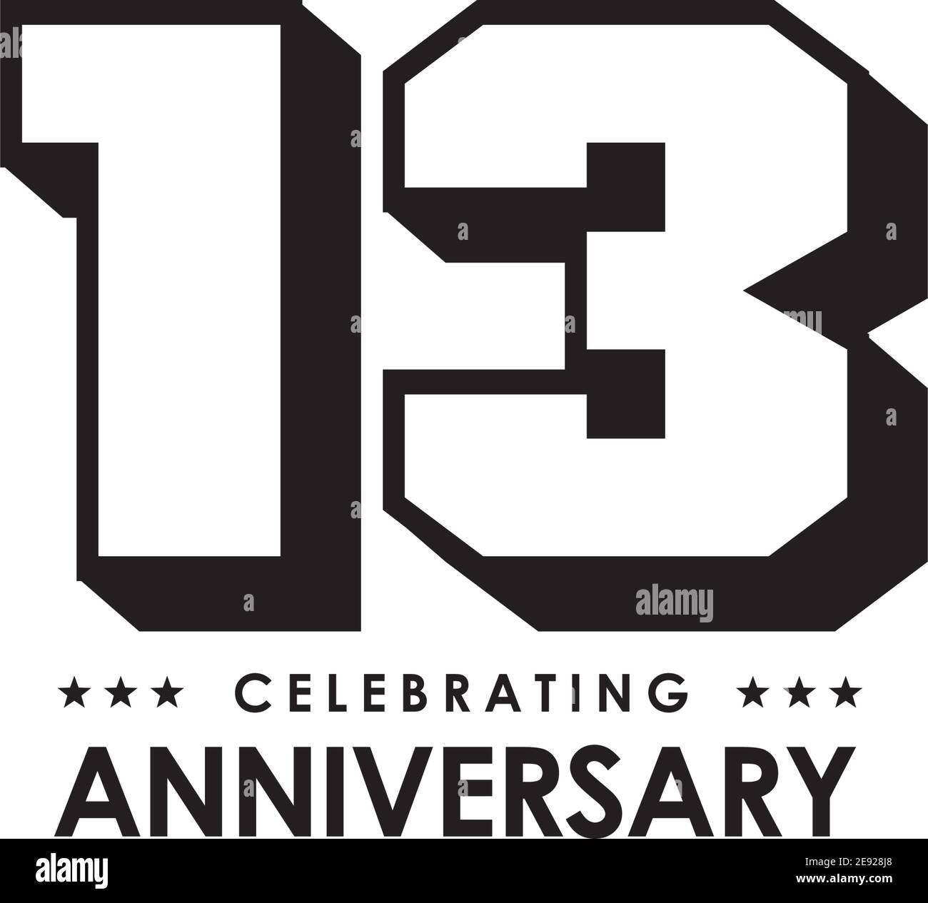 13th year celebrating anniversary emblem logo design vector template ...