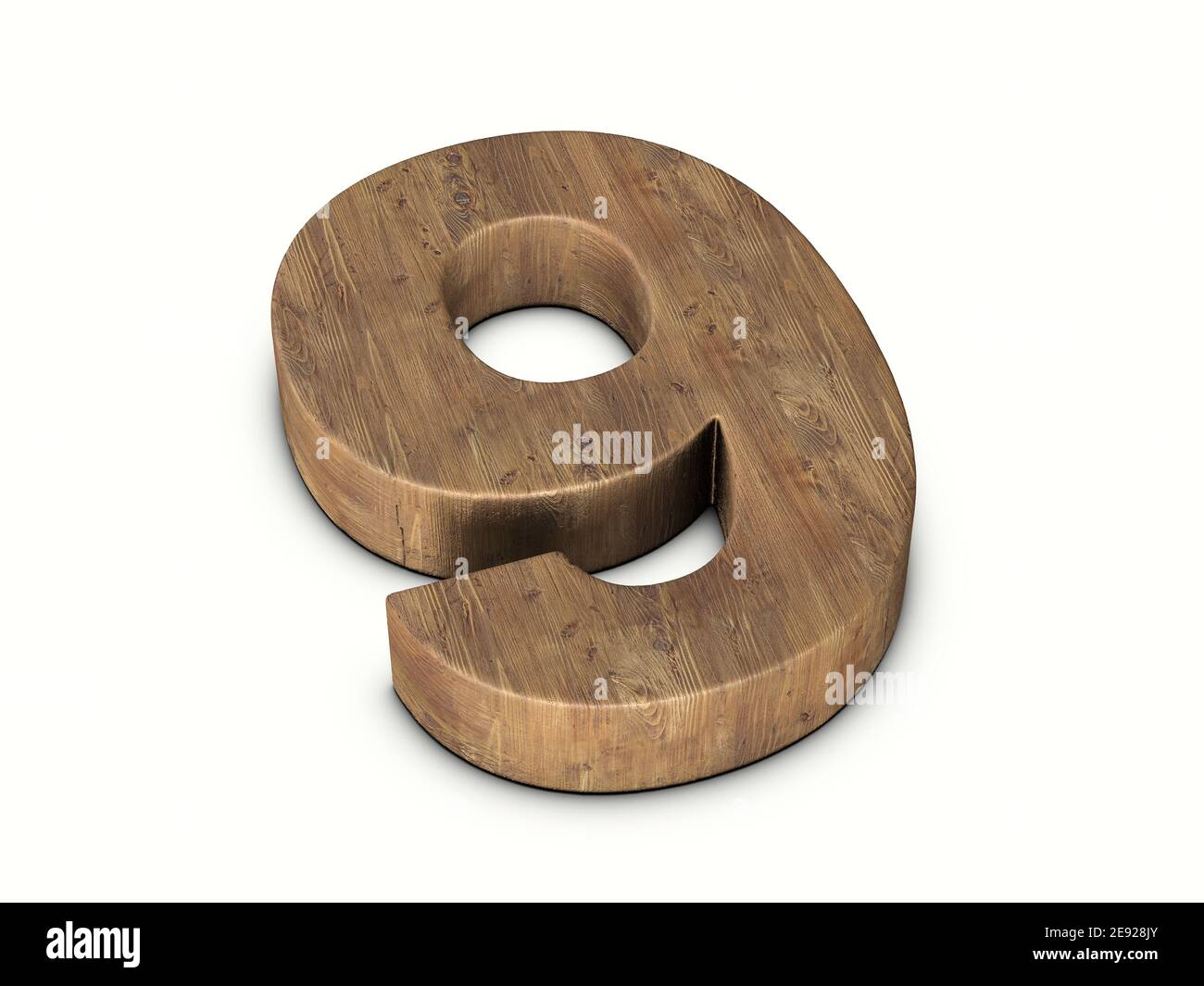 Wood number nine on a white background. 3d illustration Stock Photo - Alamy