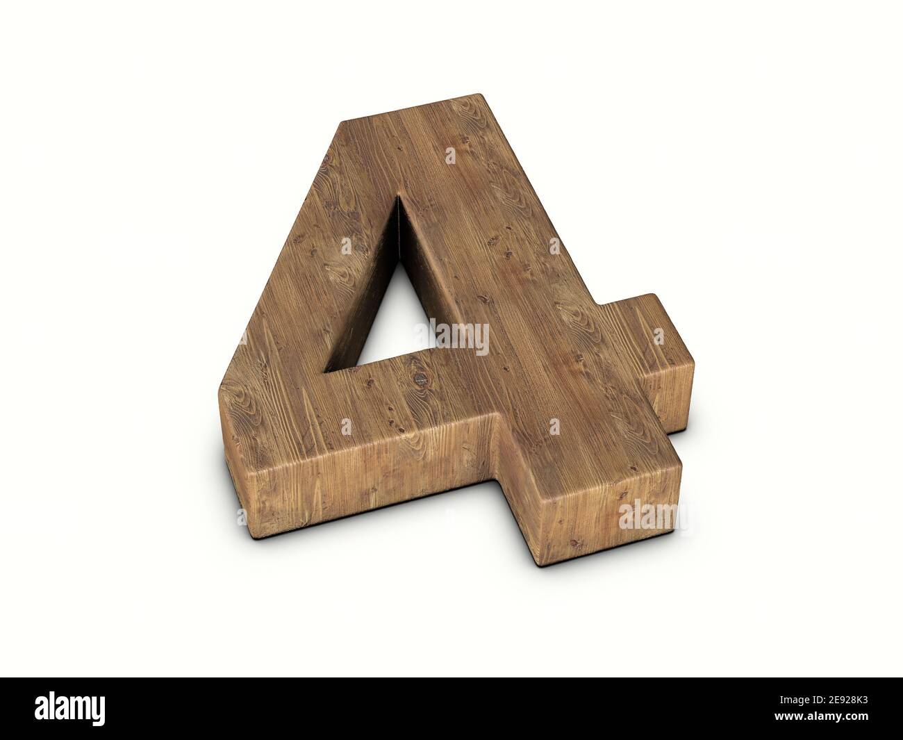 Wood number four on a white background. 3d illustration Stock Photo - Alamy