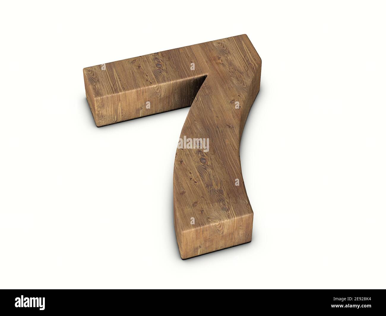 Wood number seven on a white background. 3d illustration Stock Photo ...