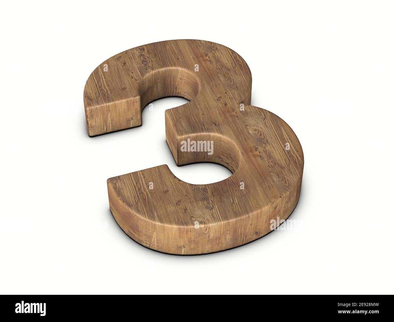 Wood number three on a white background. 3d illustration Stock Photo ...