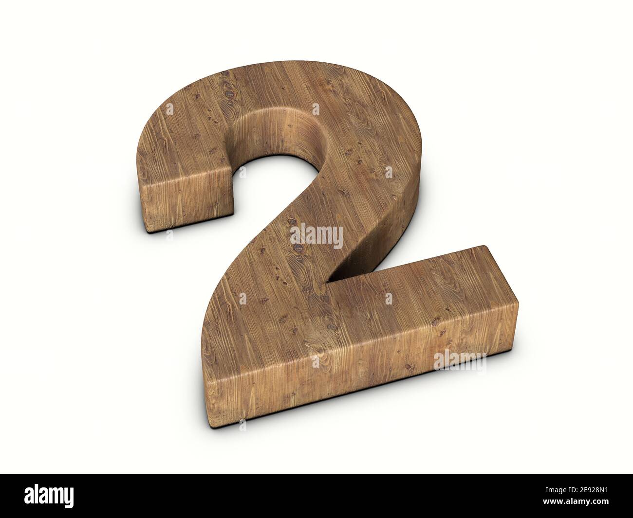 Wood number two on a white background. 3d illustration Stock Photo - Alamy