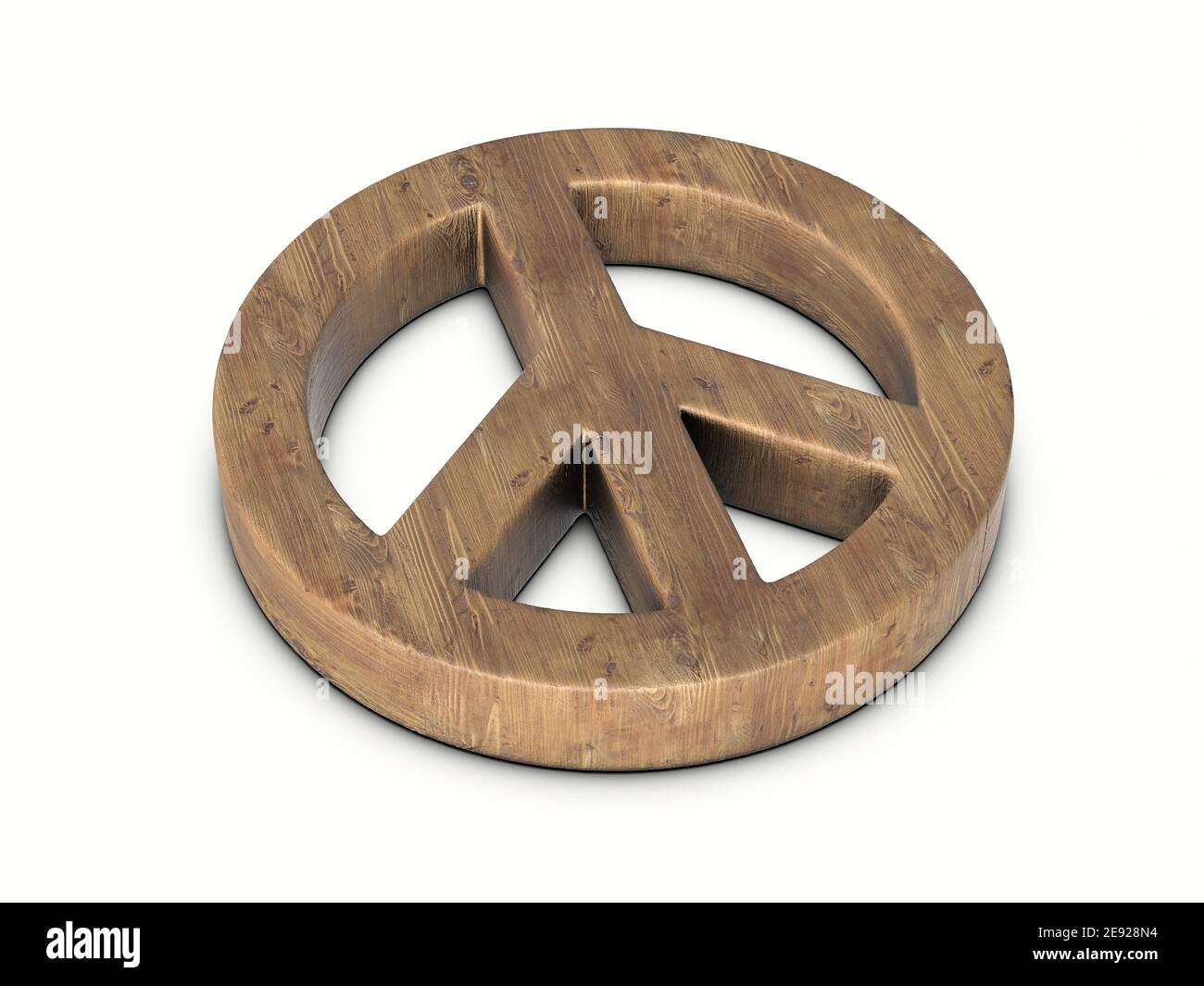 Wood peace symbol on a white background. 3d illustration Stock Photo ...