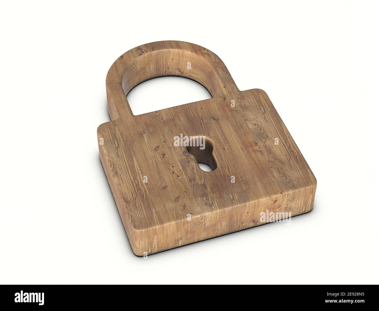 Wood padlock symbol on a white background. 3d illustration Stock Photo ...