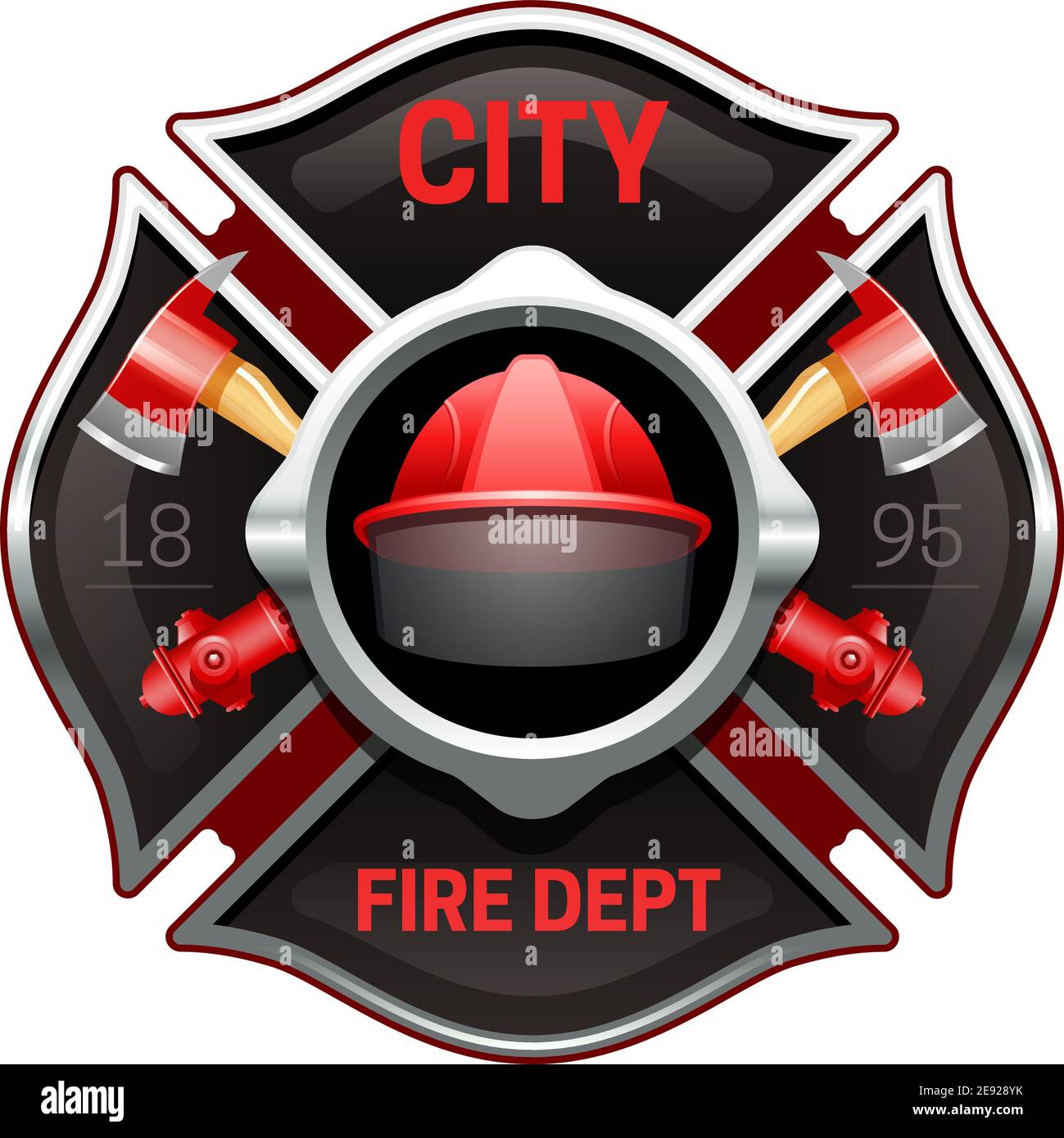 City fire department organization realistic logo emblem design with ...