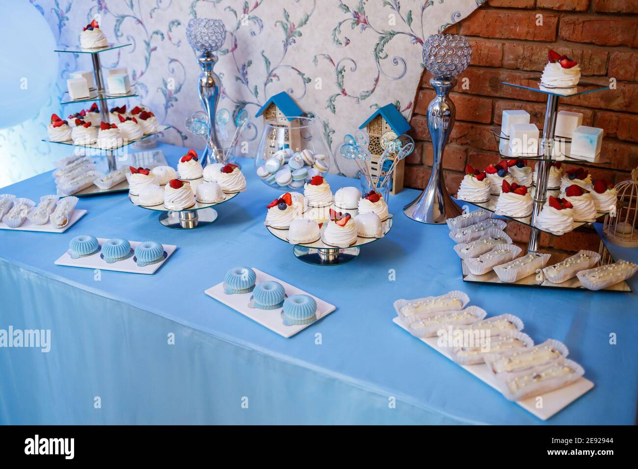 Sweet cupcakes and cakes for a children's party. Confectionery Stock ...