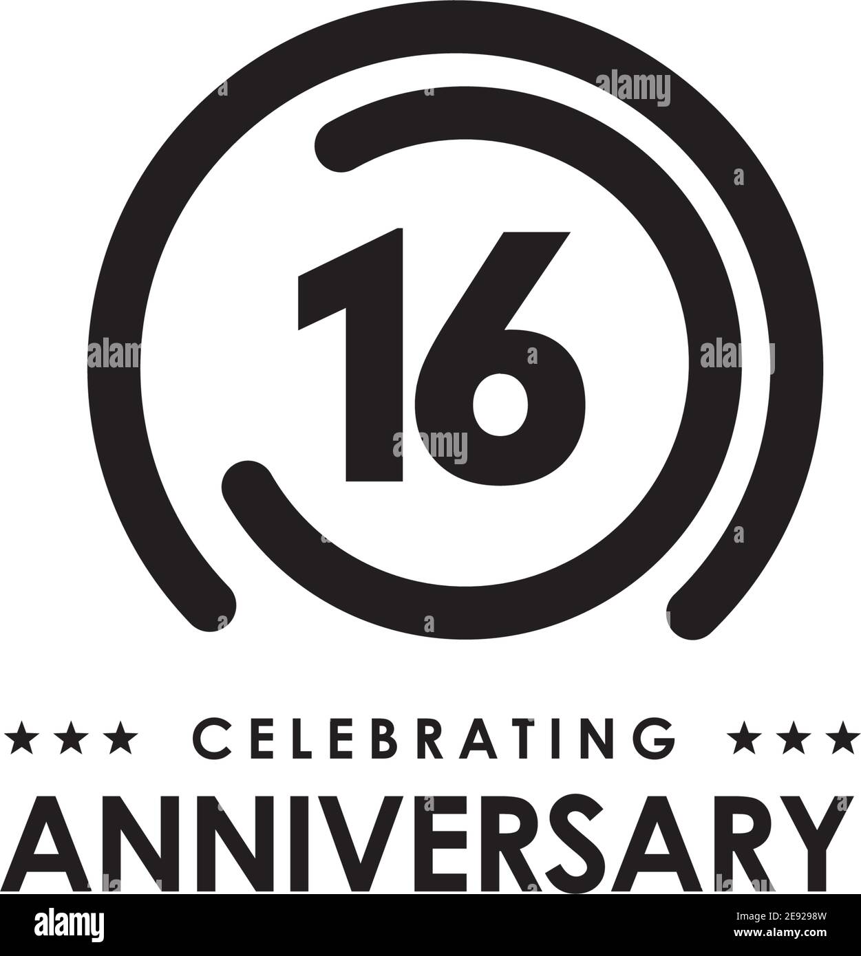 16th year celebrating anniversary emblem logo design vector template ...