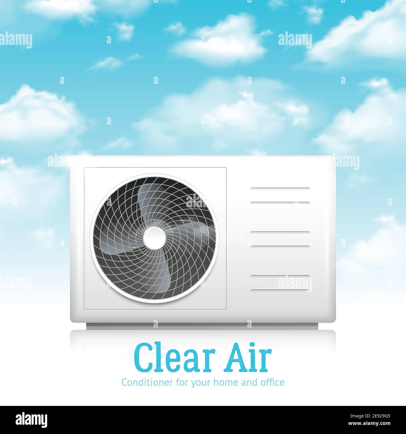 Air conditioner for home and office realistic background with clear air ...