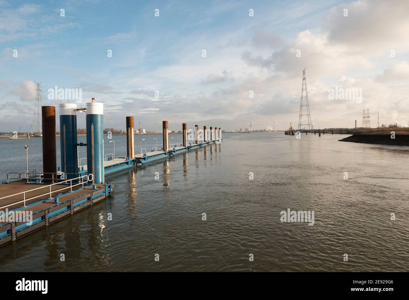 Mooring place for the waterbus on the Western Scheldt at the village of ...