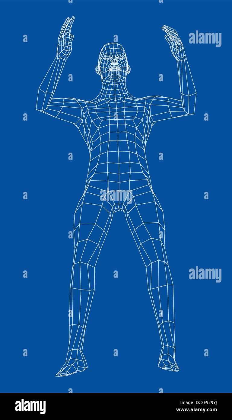 Wireframe jumping man. Vector Stock Vector Image & Art - Alamy