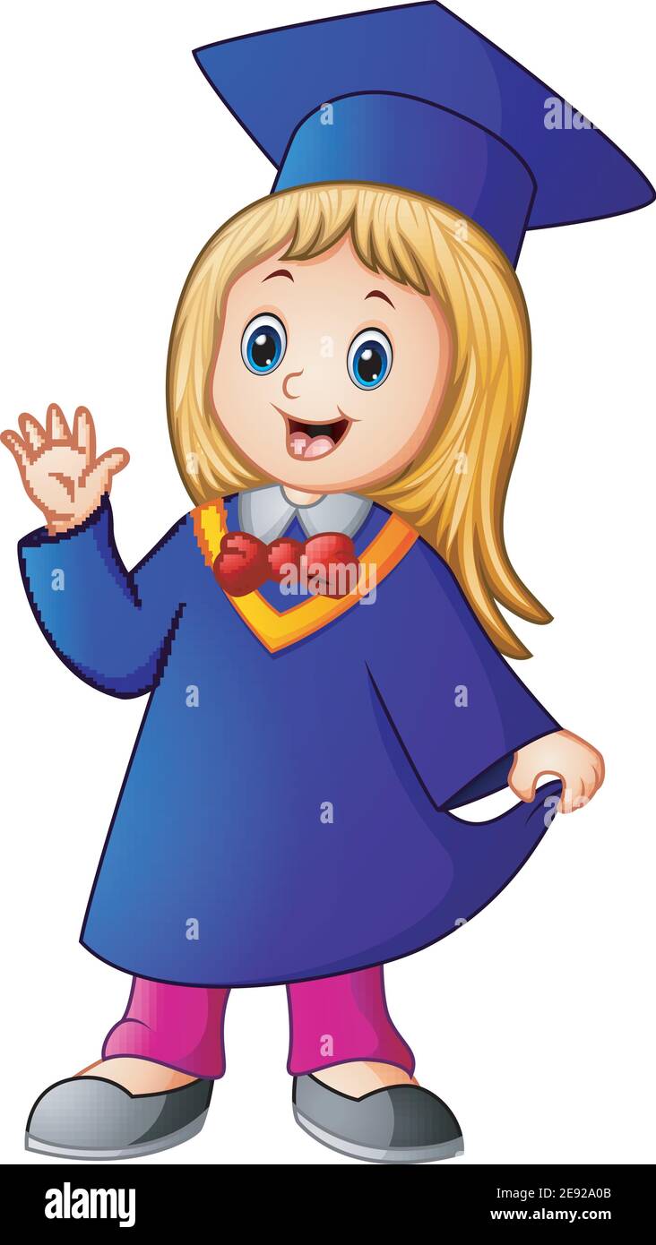 Vector illustration of Happy graduation girl cartoon Stock Vector Image ...