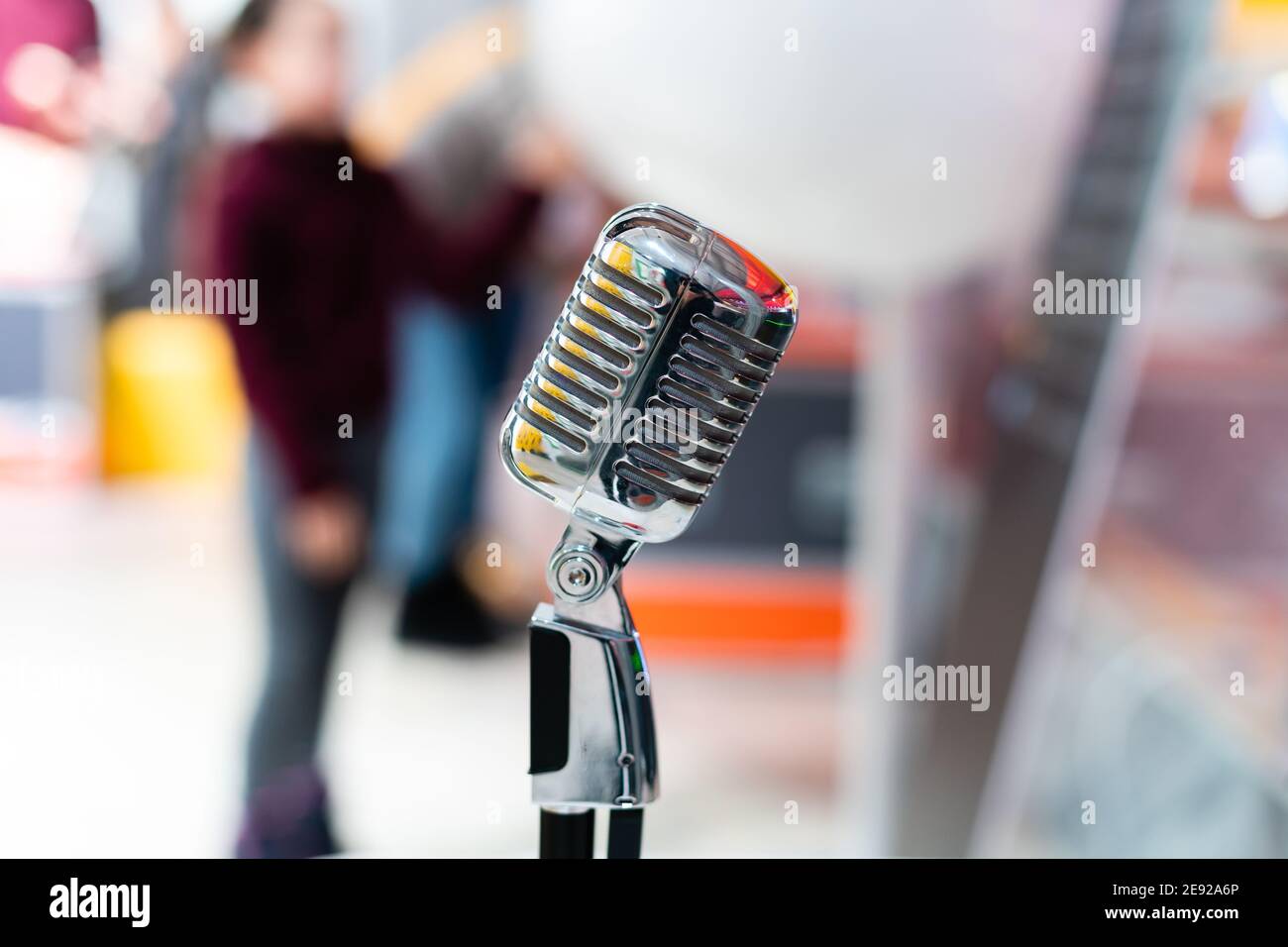 Retro style microphone, music, party Stock Photo - Alamy