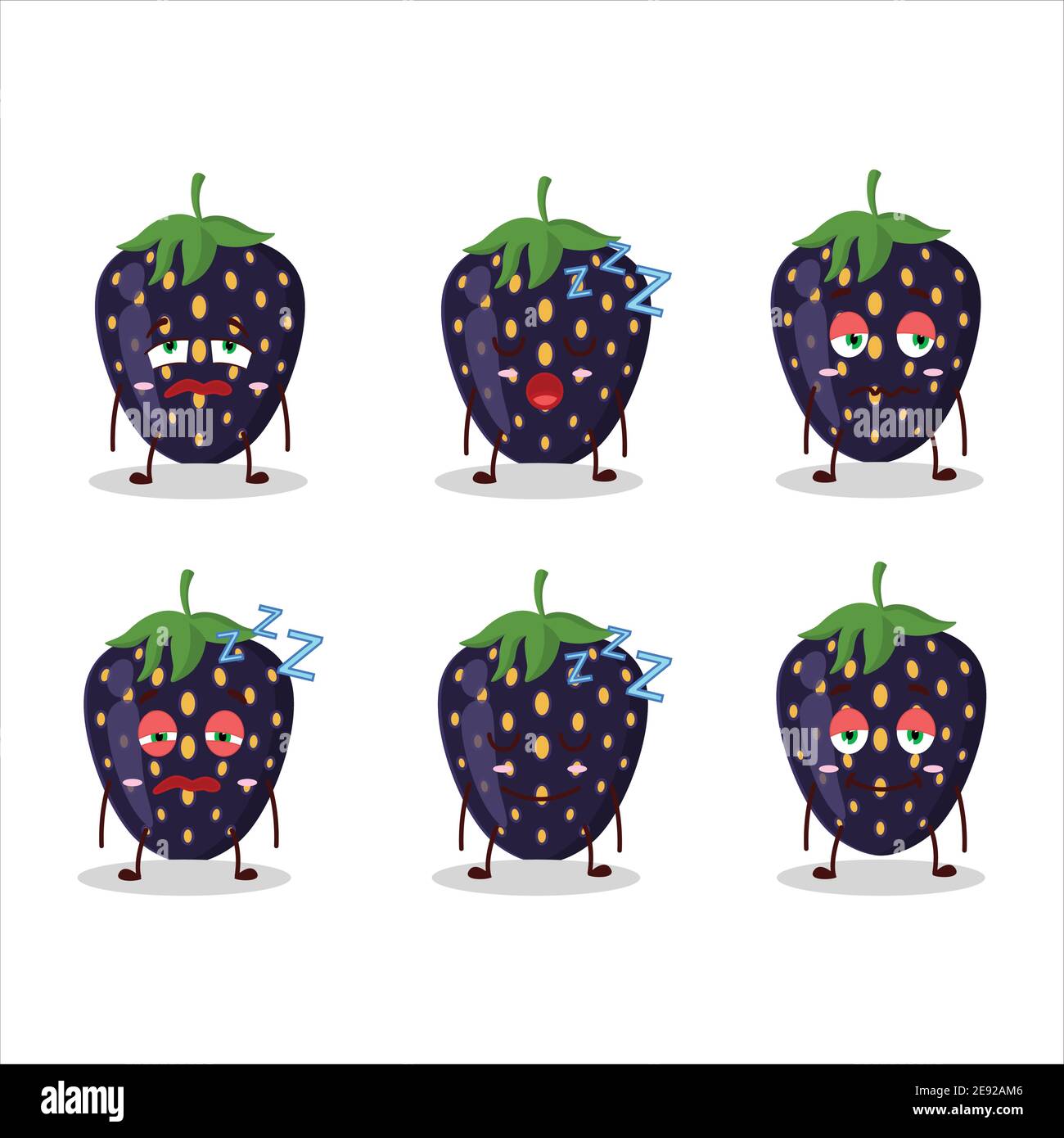 Cartoon character of black strawberry with sleepy expression. Vector ...