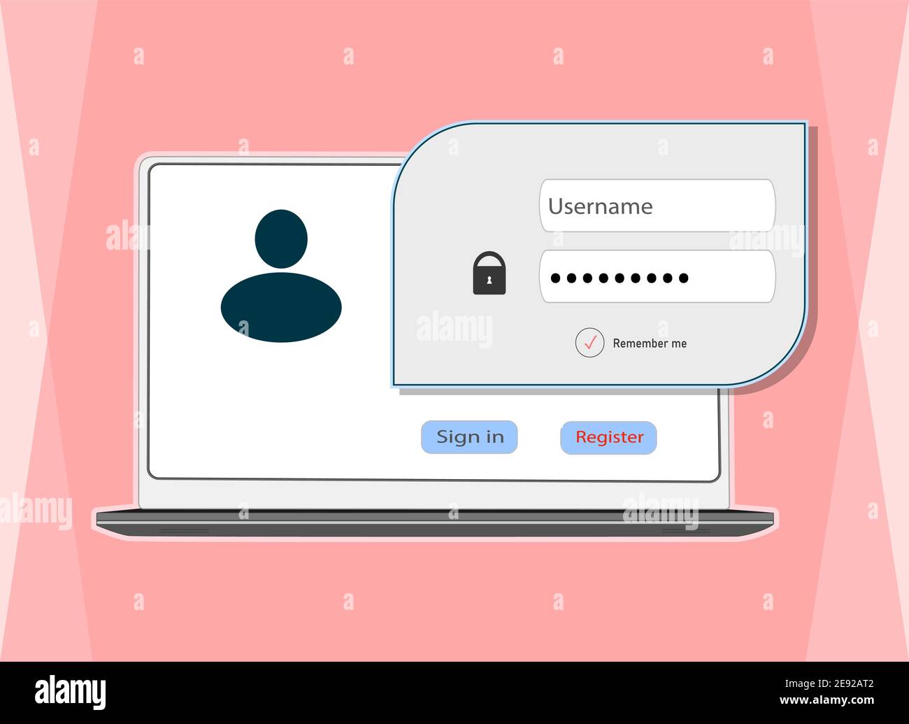 Interface design of the login and registration form. The page on the ...
