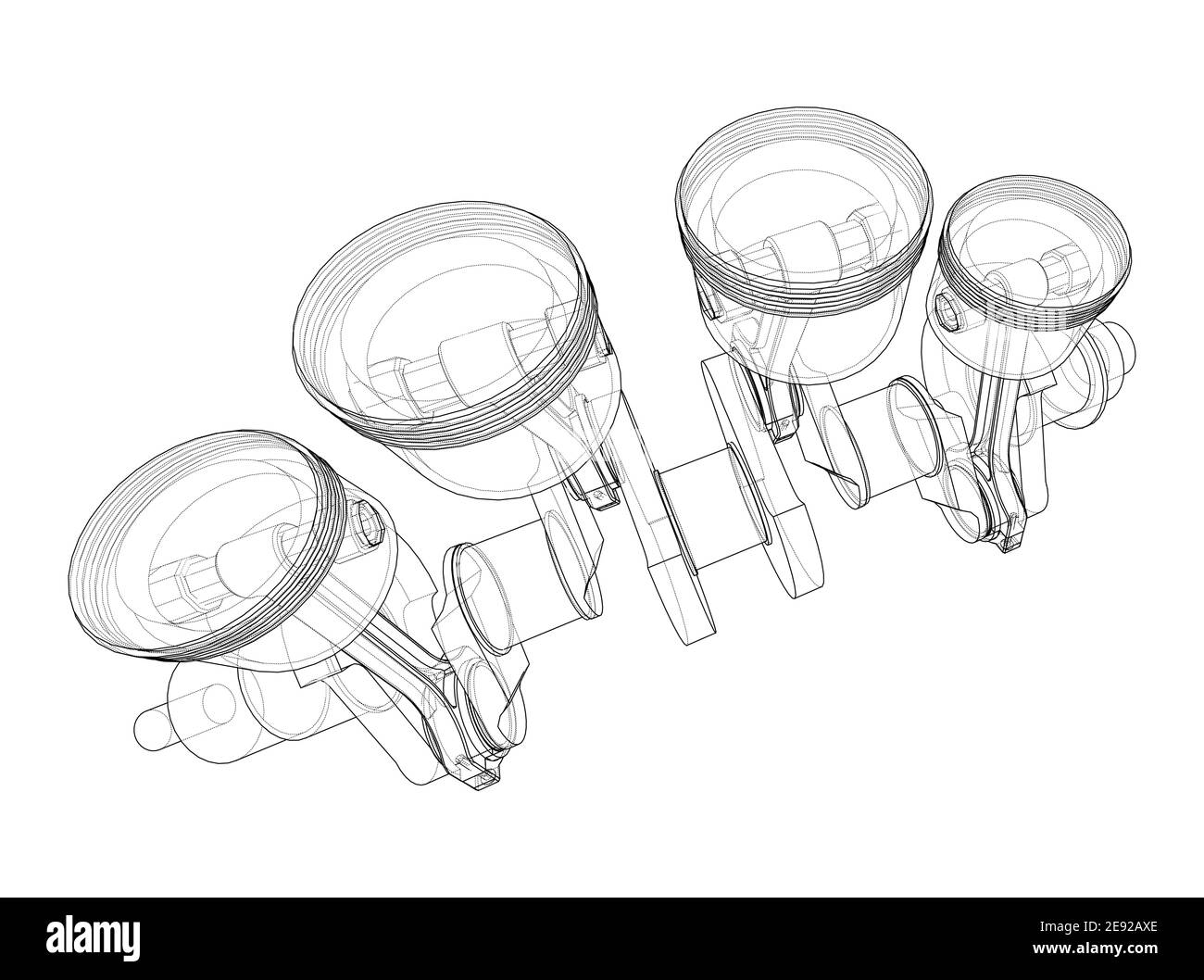 Engine crankshaft with pistons outline. Vector Stock Vector Image & Art ...