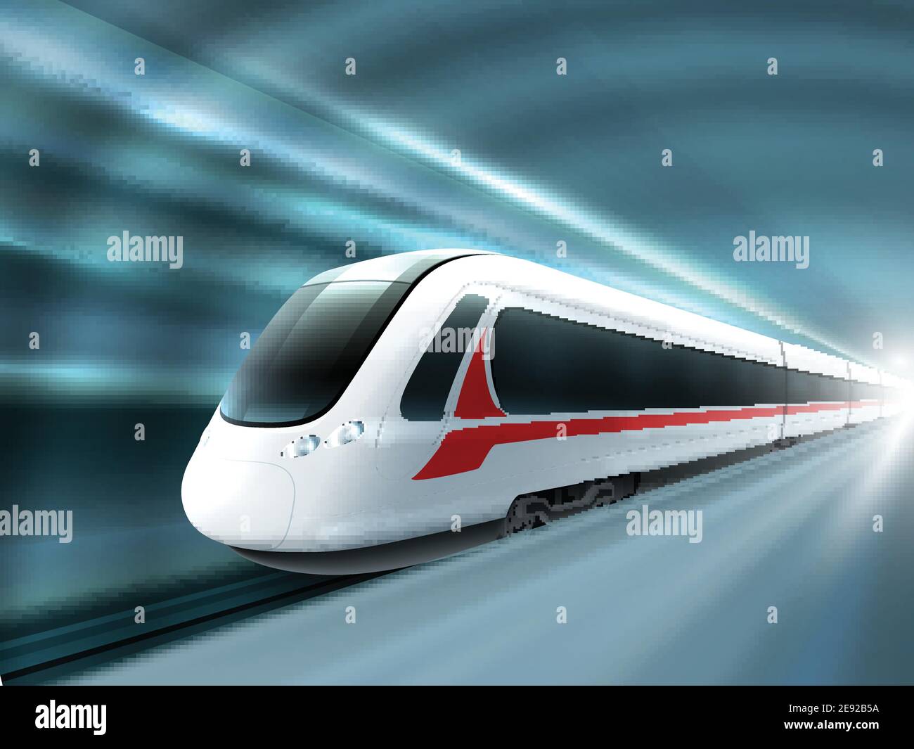 Super streamlined high speed train station tunnel with motion light ...
