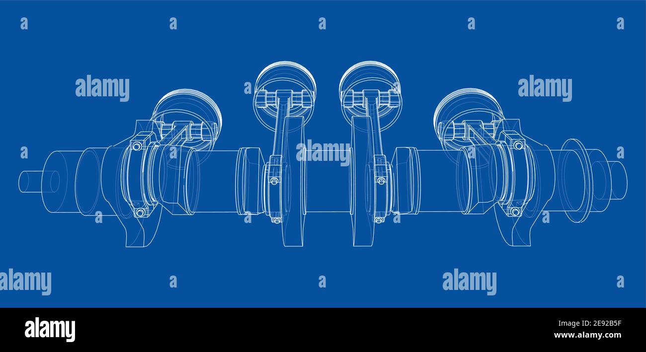 Engine crankshaft with pistons outline. Vector Stock Vector Image & Art ...