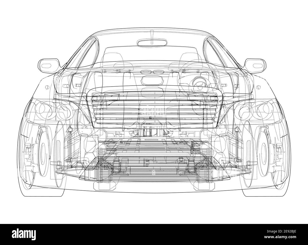 Electric Car With Chassis. Vector rendering of 3d Stock Vector Image ...