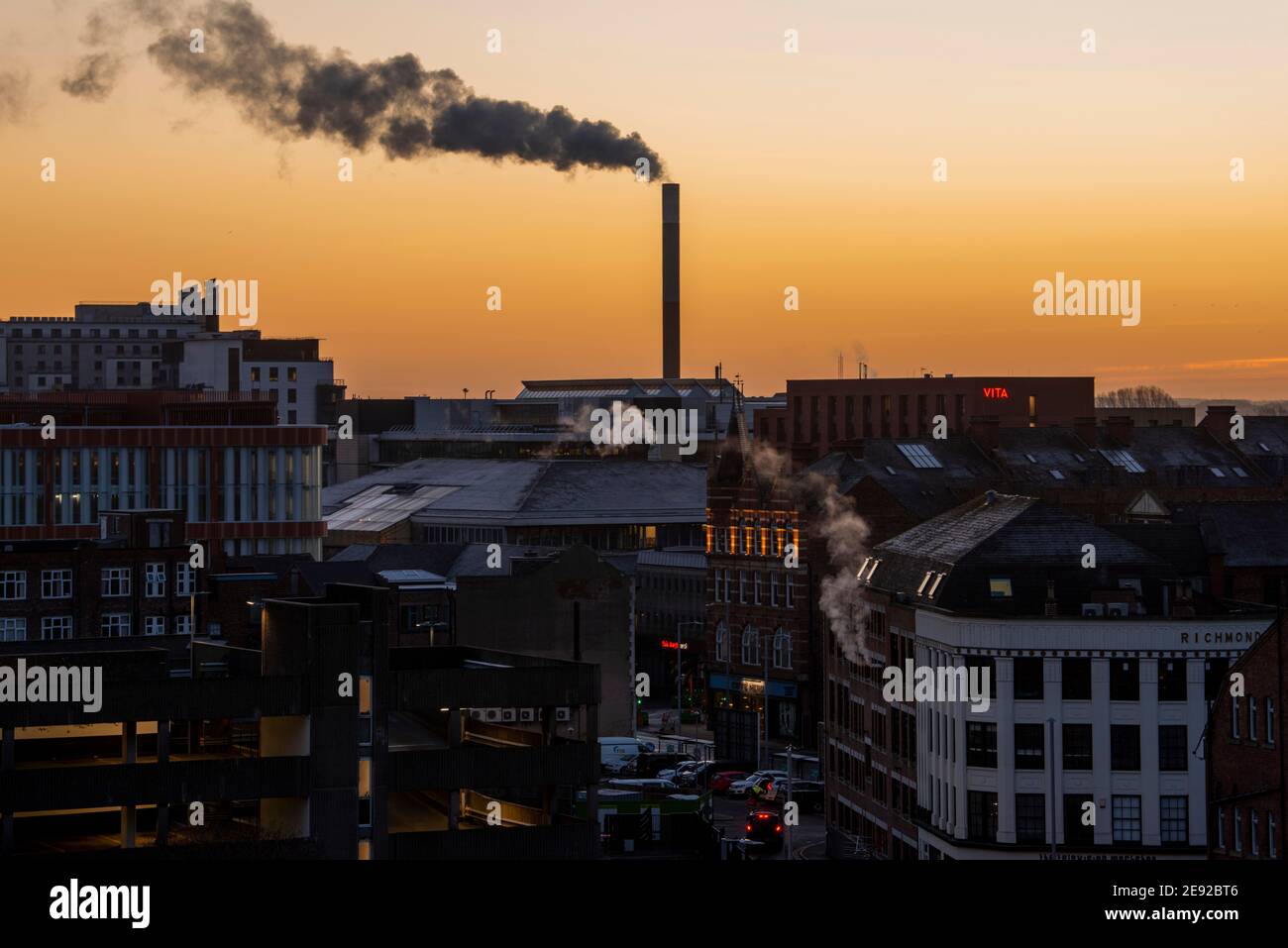 Sunrise over the South Side of Nottingham City, captured from the ...
