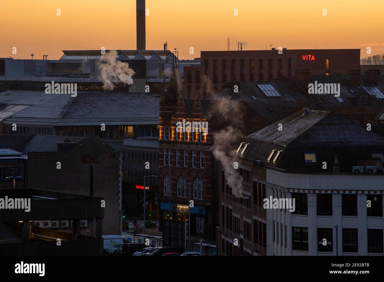 Sunrise over the South Side of Nottingham City, captured from the ...