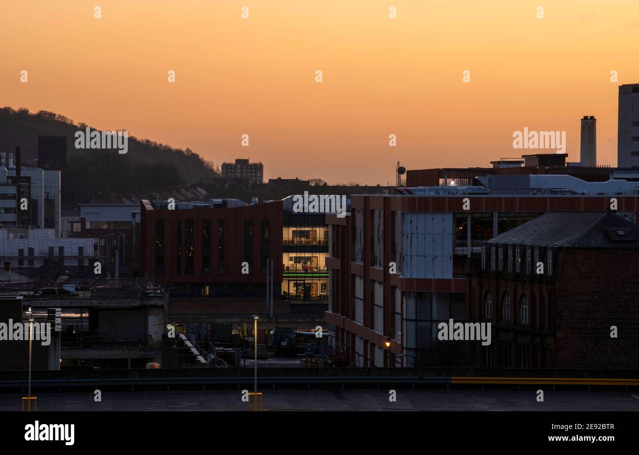 Sunrise over the South Side of Nottingham City, captured from the ...