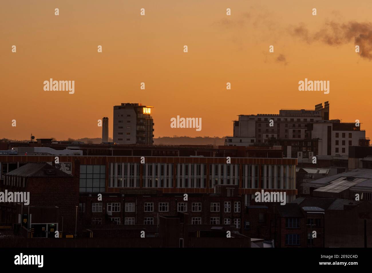 Sunrise over the South Side of Nottingham City, captured from the ...