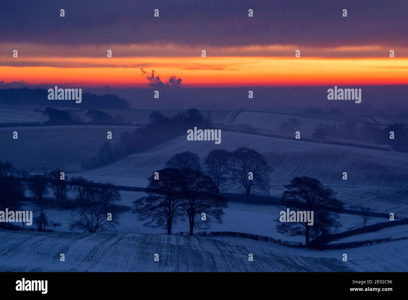 Vibrant winter sunrise at Dorket Head, Arnold Calverton Nottinghamshire ...