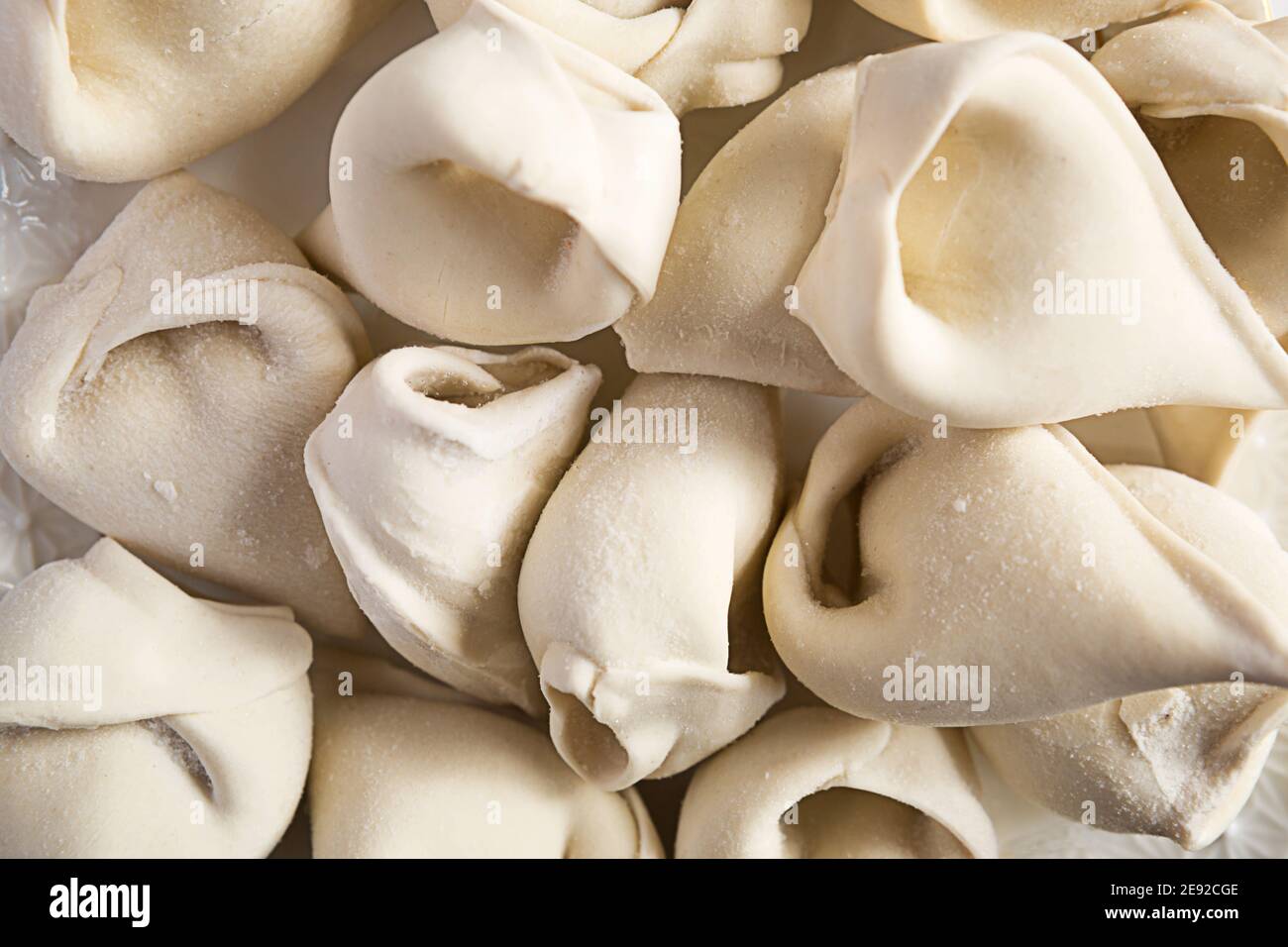 Frozen dumplings-pattern, background, texture. Molded dumplings close ...