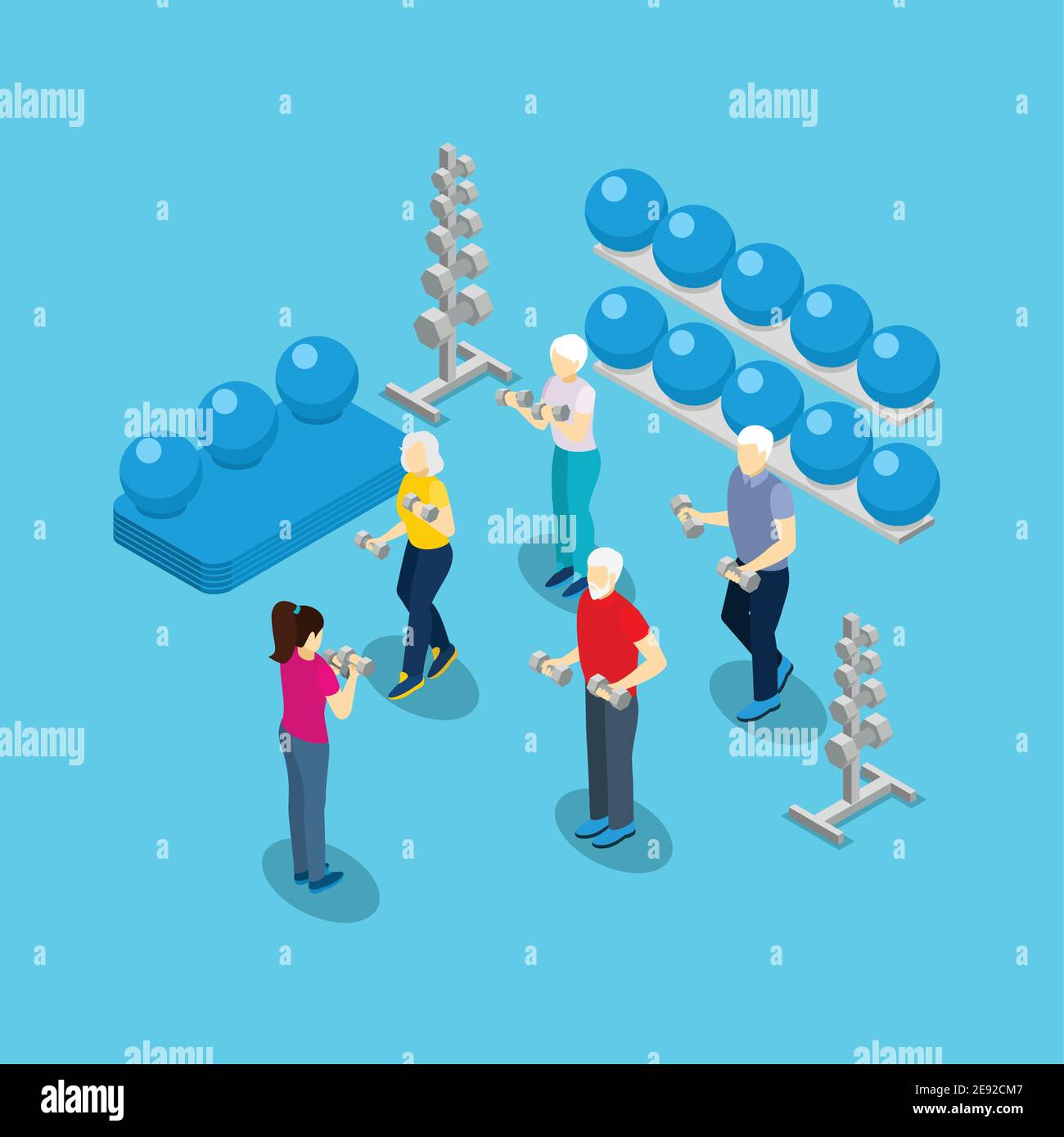 Healthy retirement fitness program for active aged people isometric ...