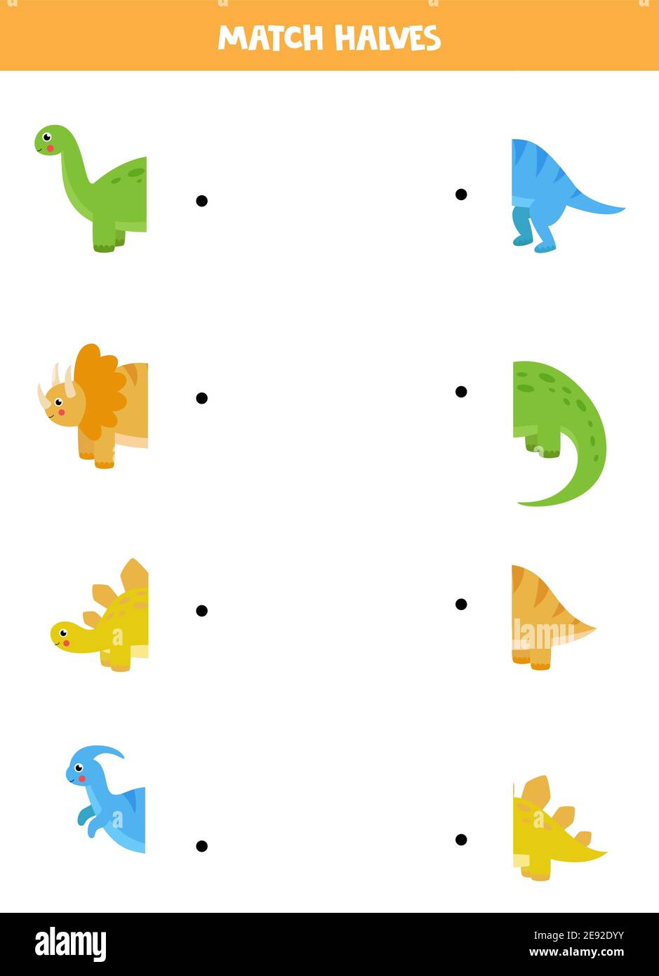 Match halves of cute dinosaurs. Logical game for kids Stock Vector ...