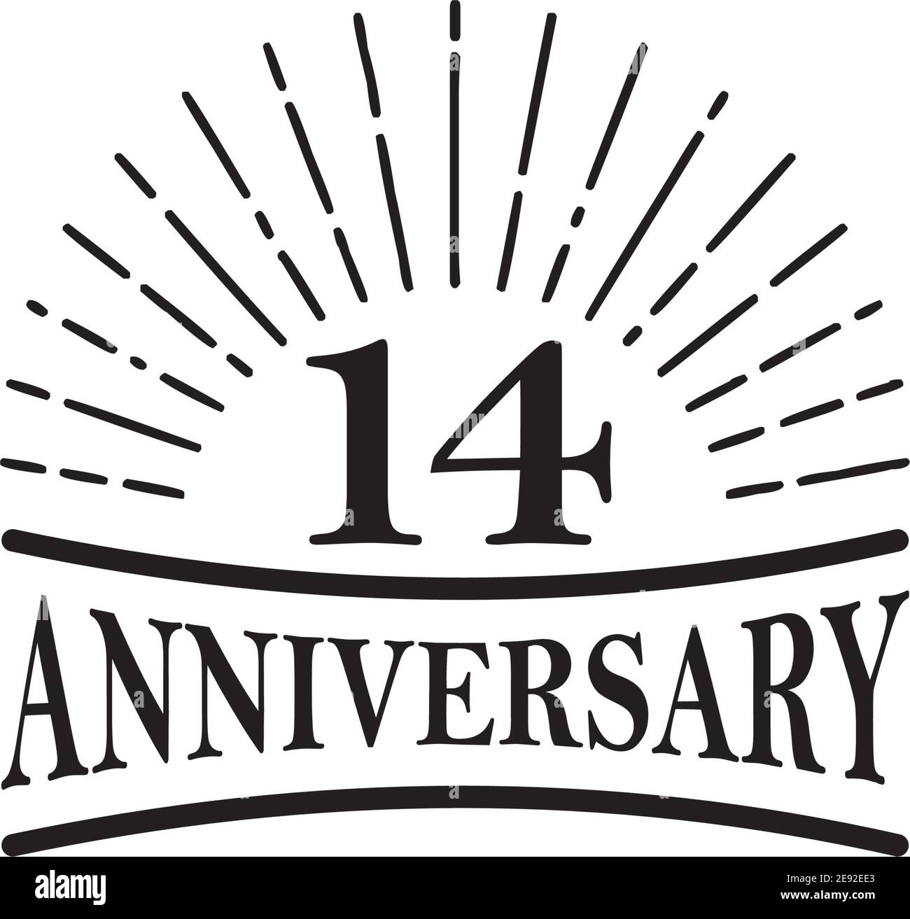 14th year anniversary emblem logo design vector template Stock Vector ...
