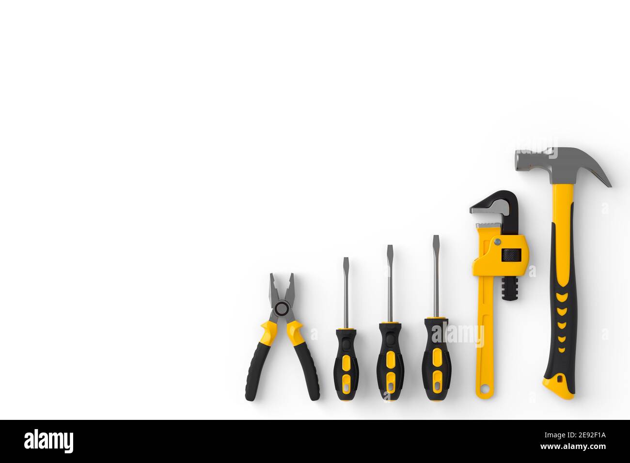 Set of construction tools for repair and installation on white ...