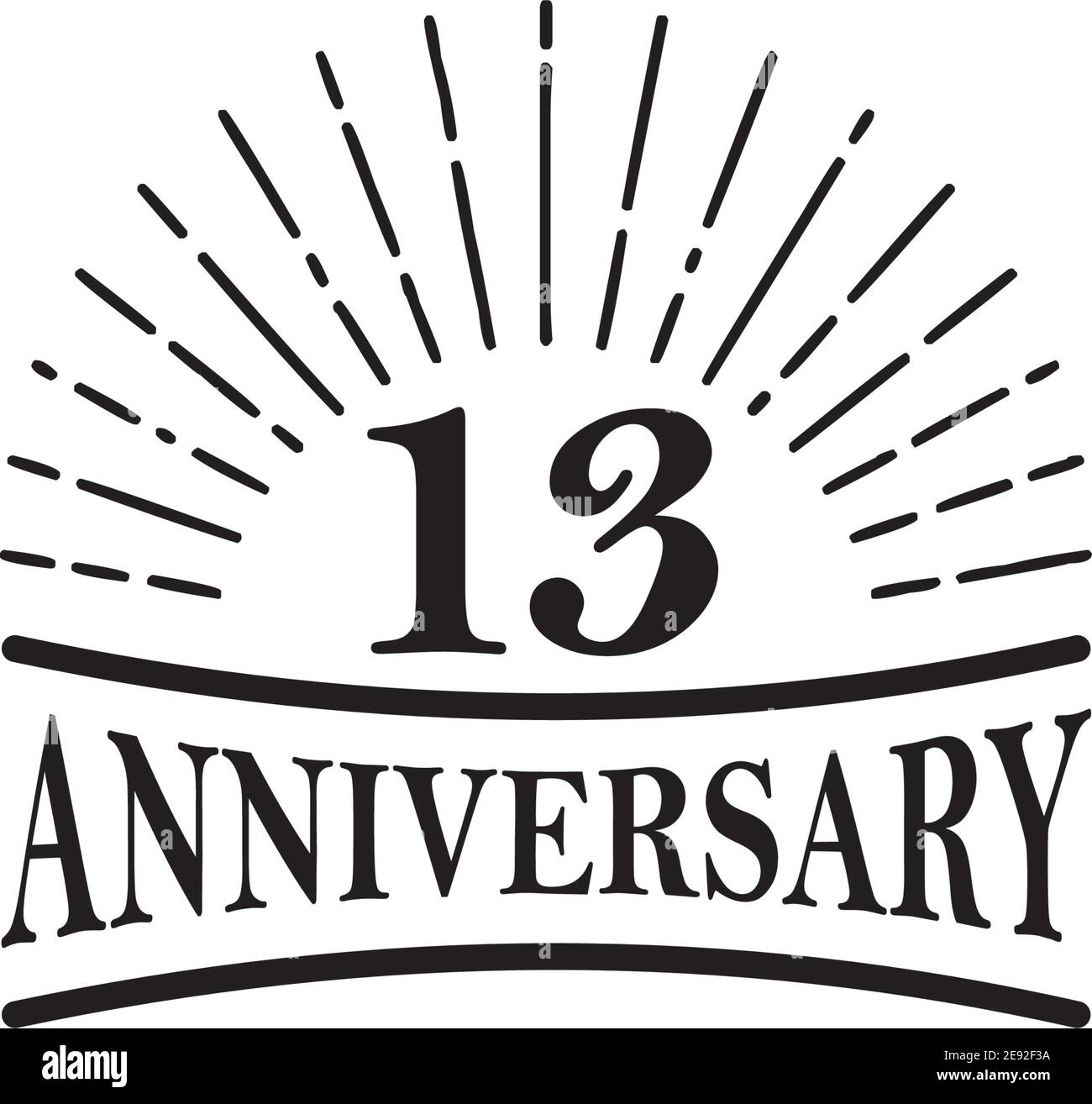 13th year celebrating anniversary emblem logo design vector template ...