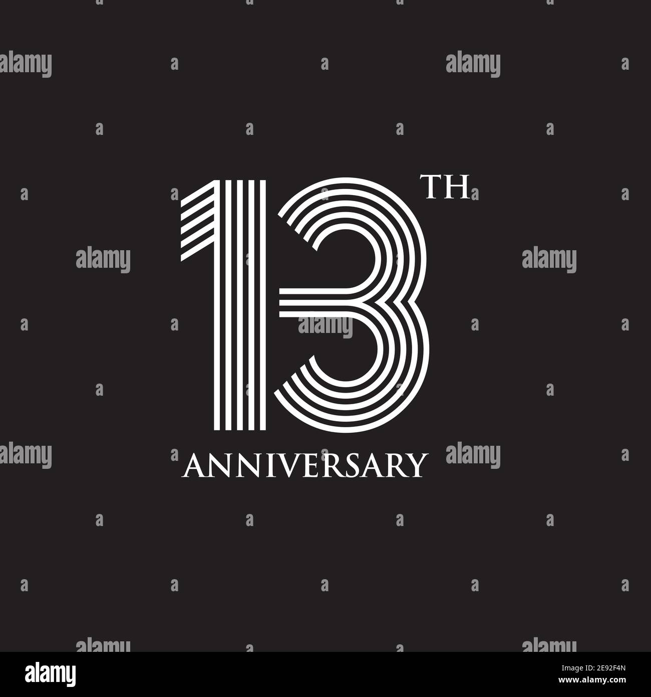 13th year celebrating anniversary emblem logo design vector template ...