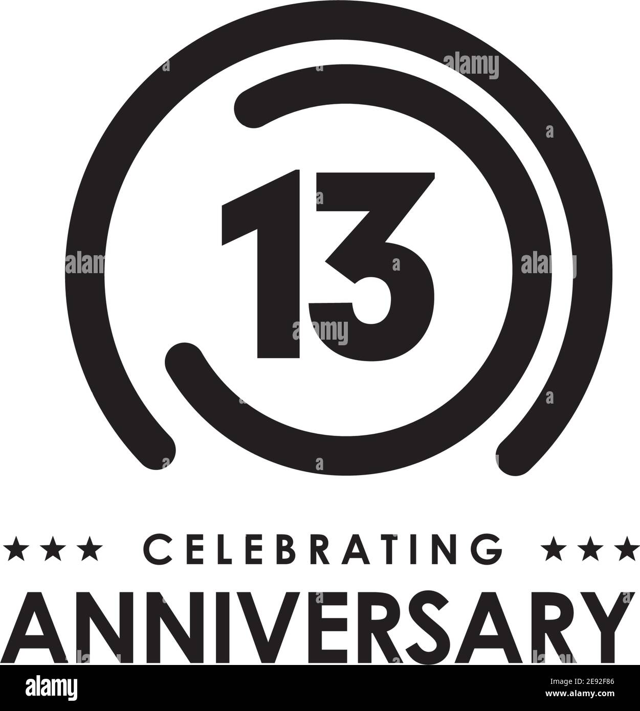 13th year celebrating anniversary emblem logo design vector template ...