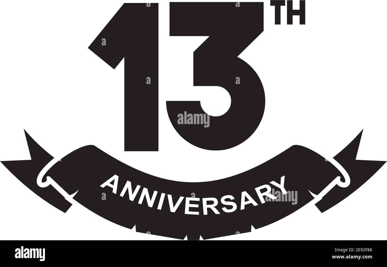 13th year celebrating anniversary emblem logo design vector template ...