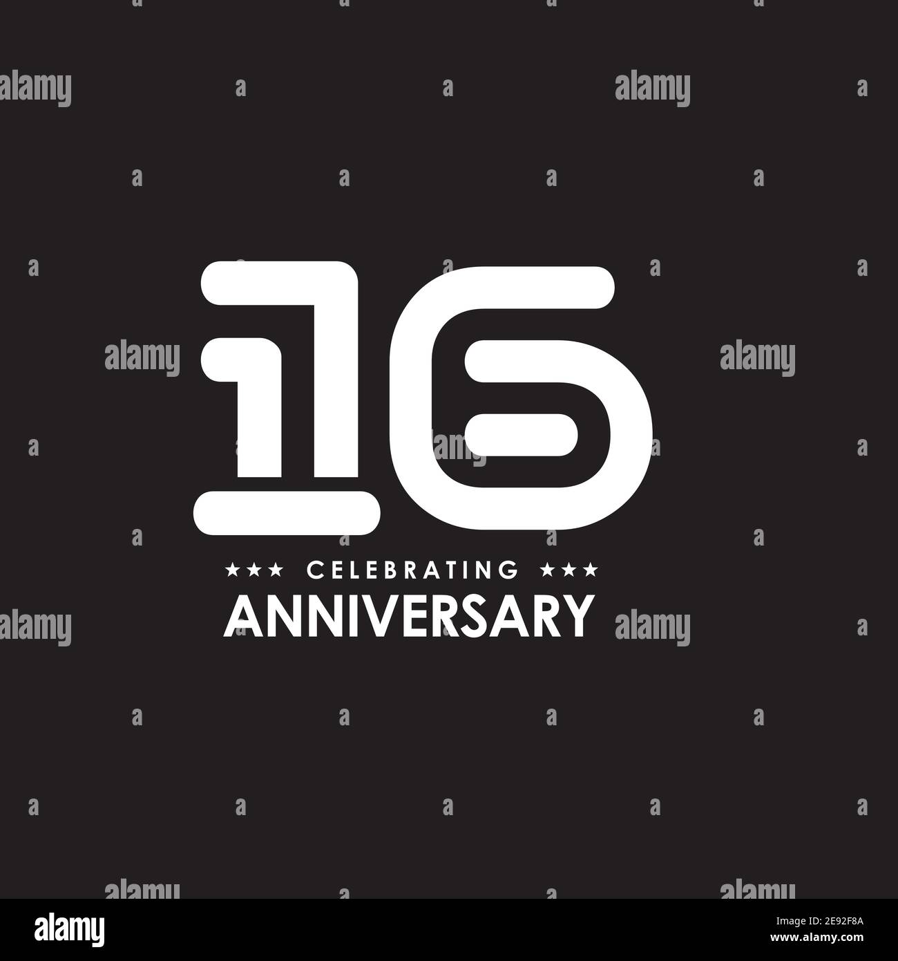 16th year celebrating anniversary emblem logo design vector template ...