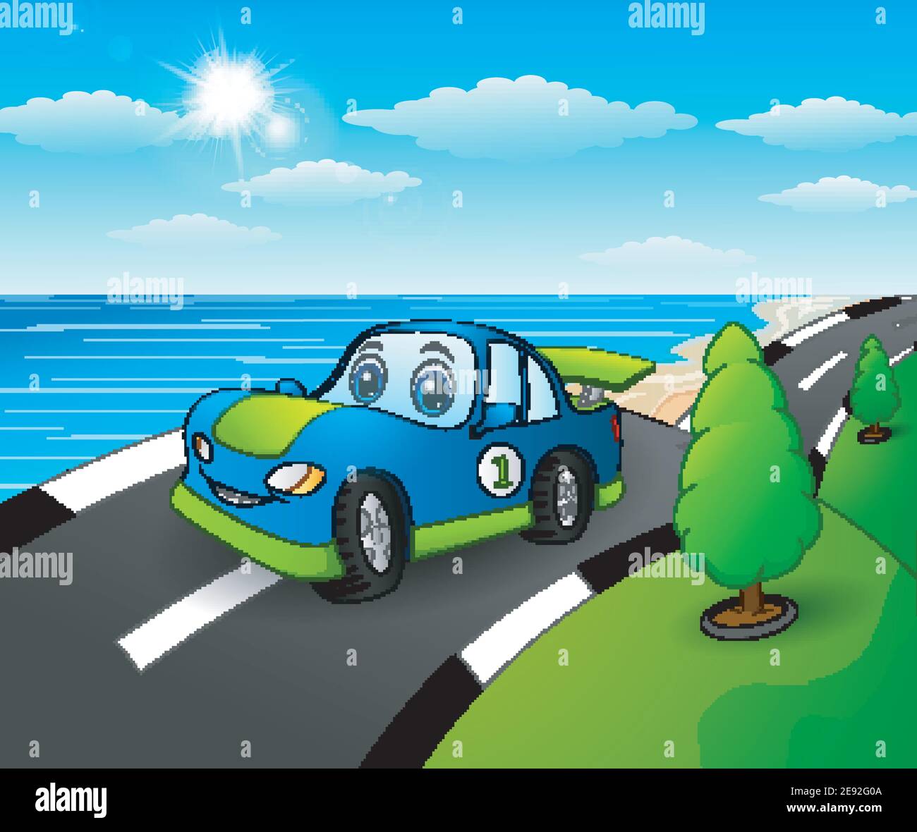 Sunny road driving on Stock Vector Images - Alamy