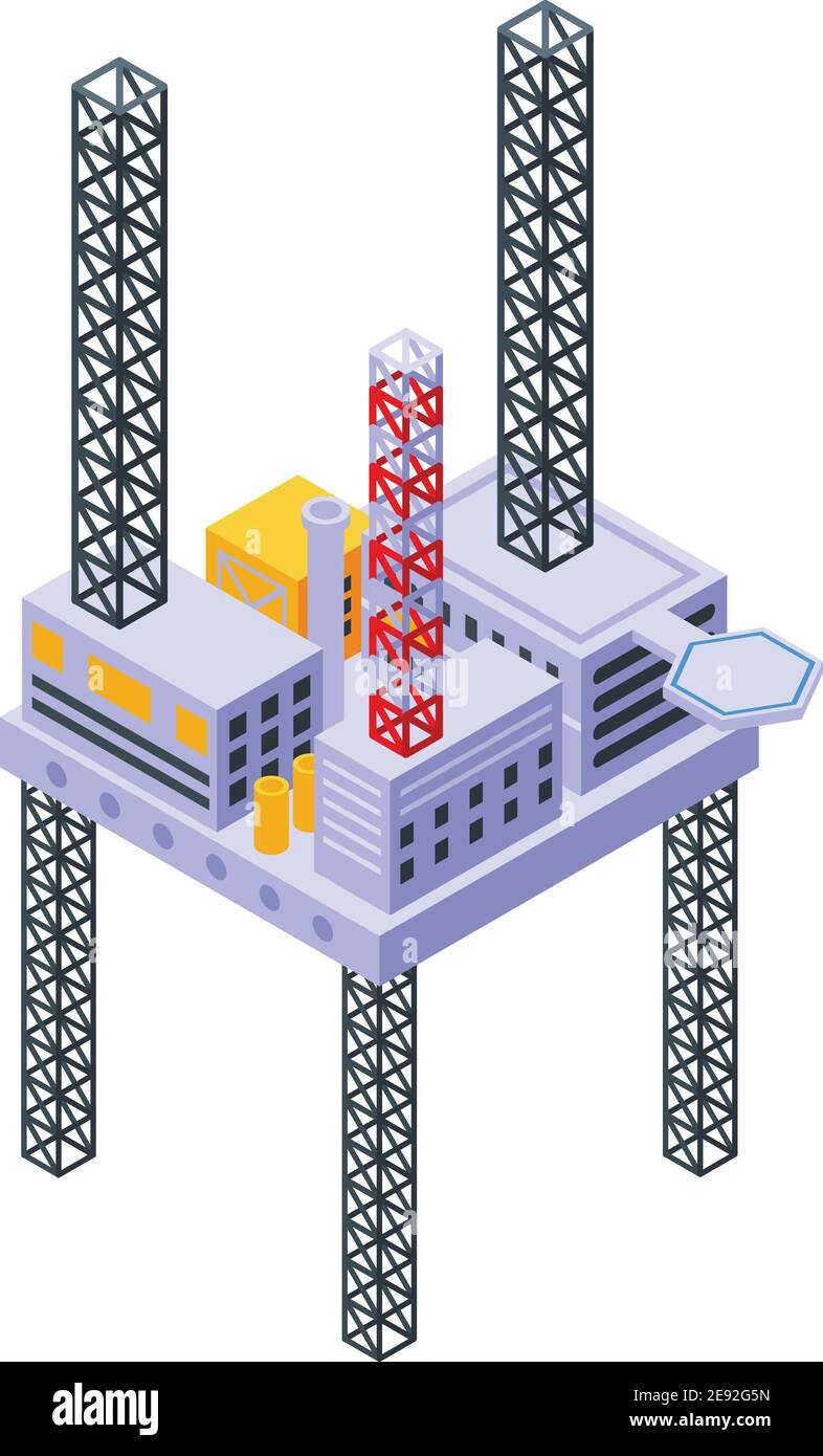 Sea drilling rig platform icon. Isometric of sea drilling rig platform ...