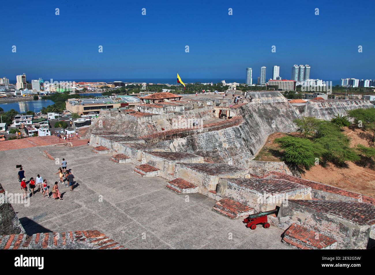 The vintage fortress Castillo de San Felipe in Cartagena, Colombia ...