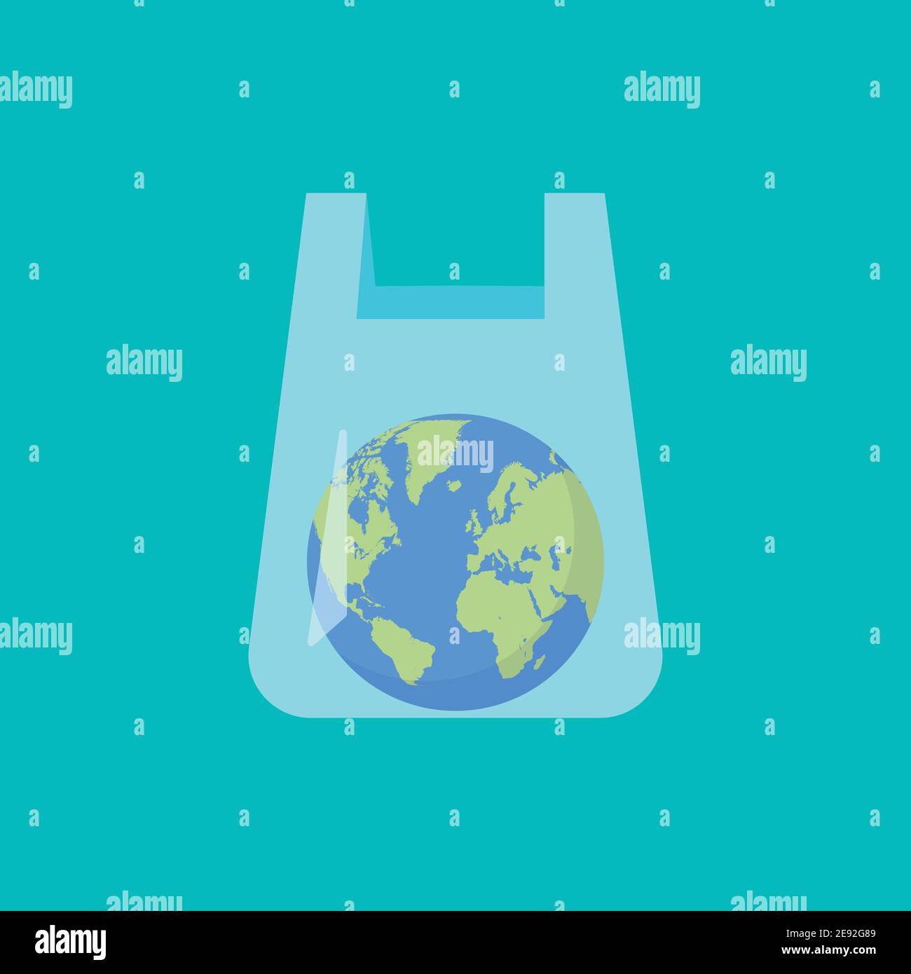 Plastic bag with planet earth inside. Concept of plastic pollution ...