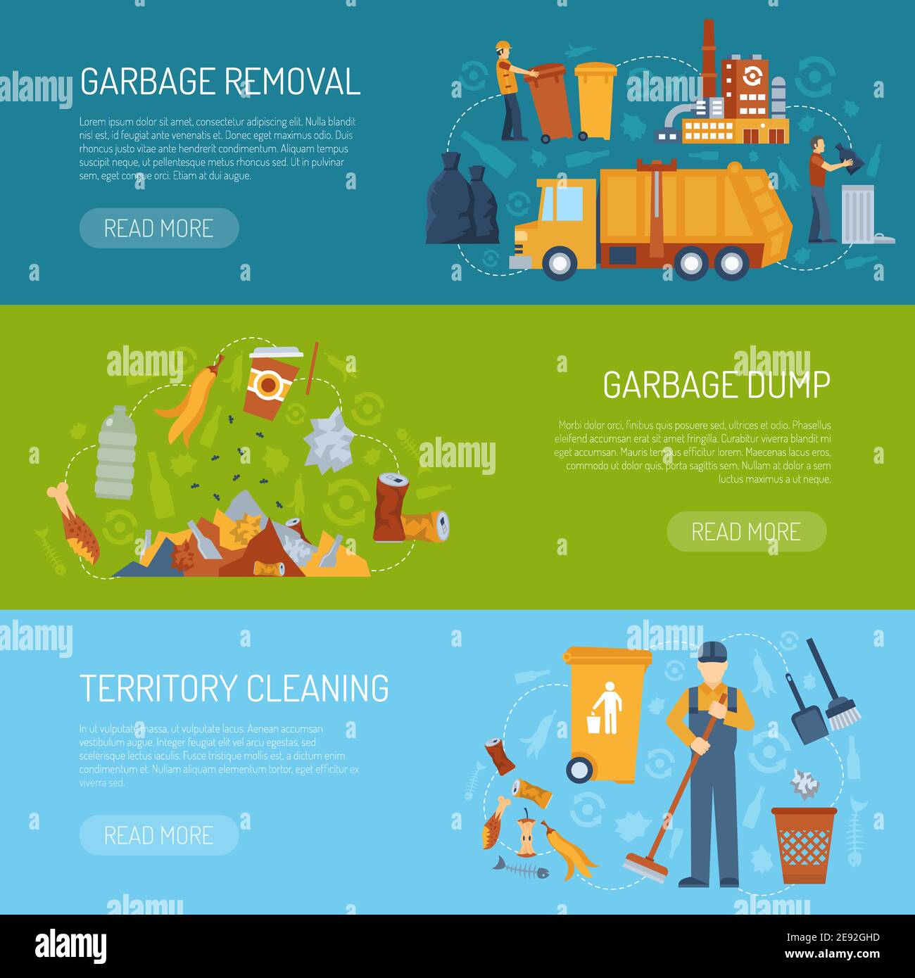 Horizontal color banner with information about territory cleaning ...