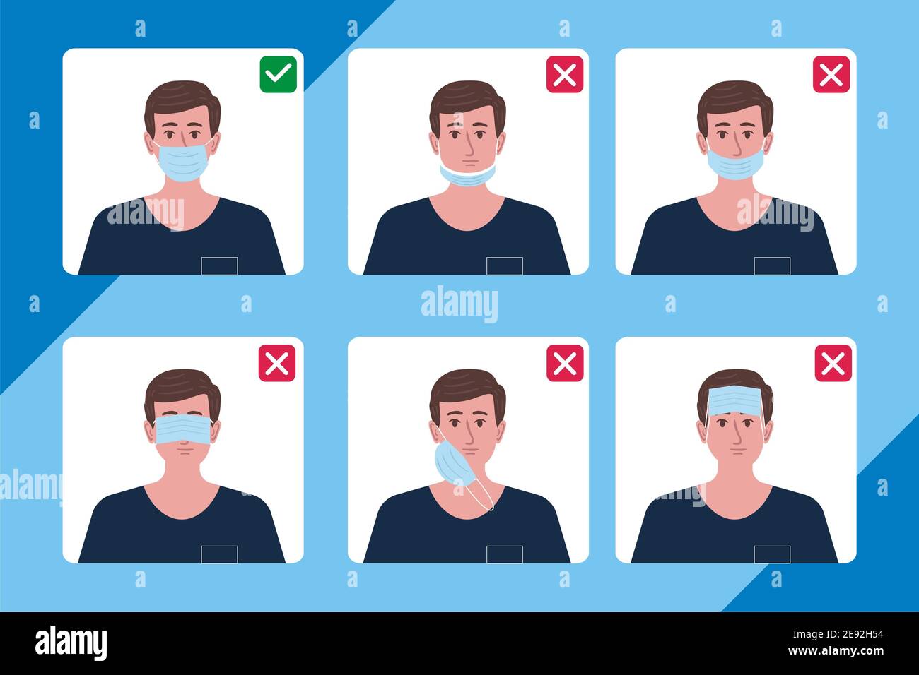 An illustration of boy characters wearing right and wrong way of a ...