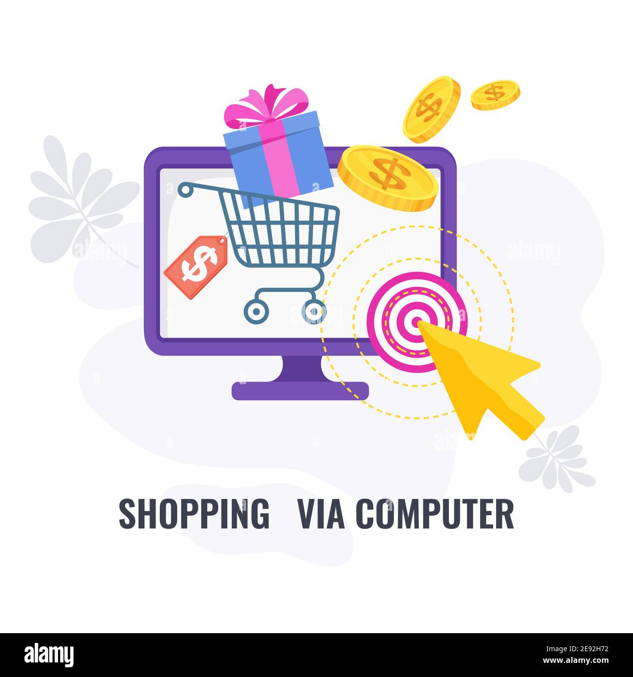 Shopping via computer infographic icon. Elements of direct marketing ...