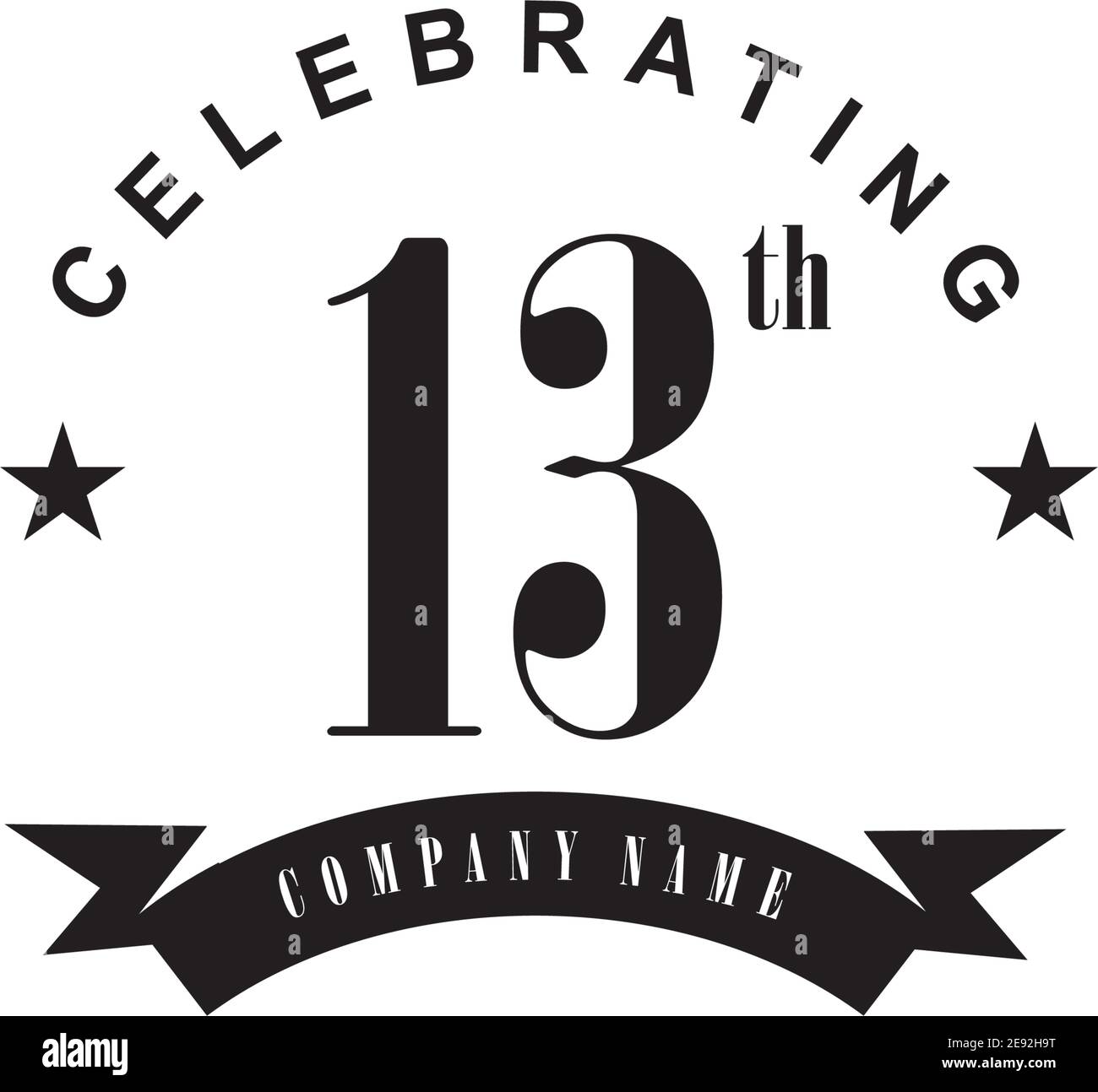 13th year celebrating anniversary emblem logo design vector template ...