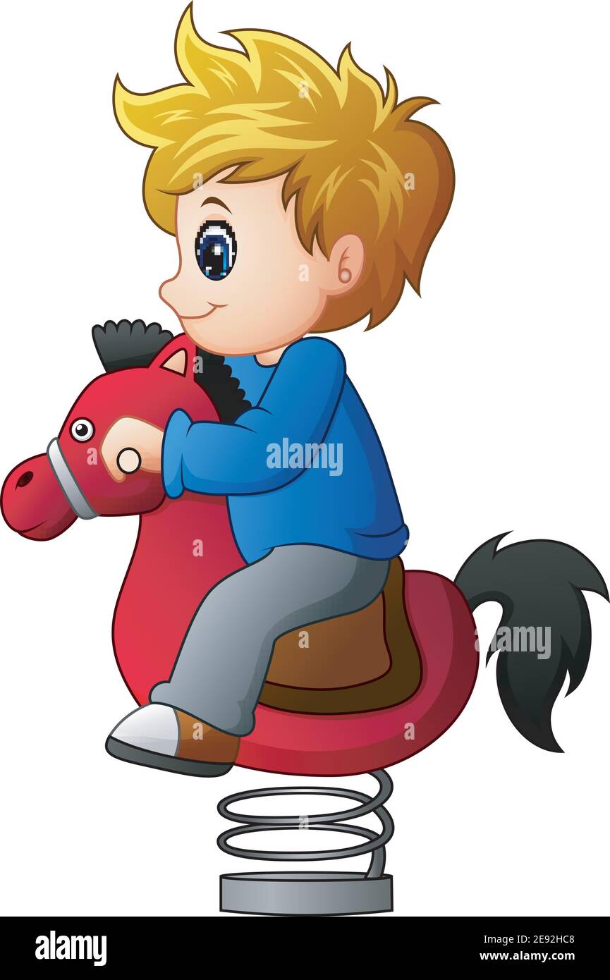 Boy on rocking horse Stock Vector Images - Alamy