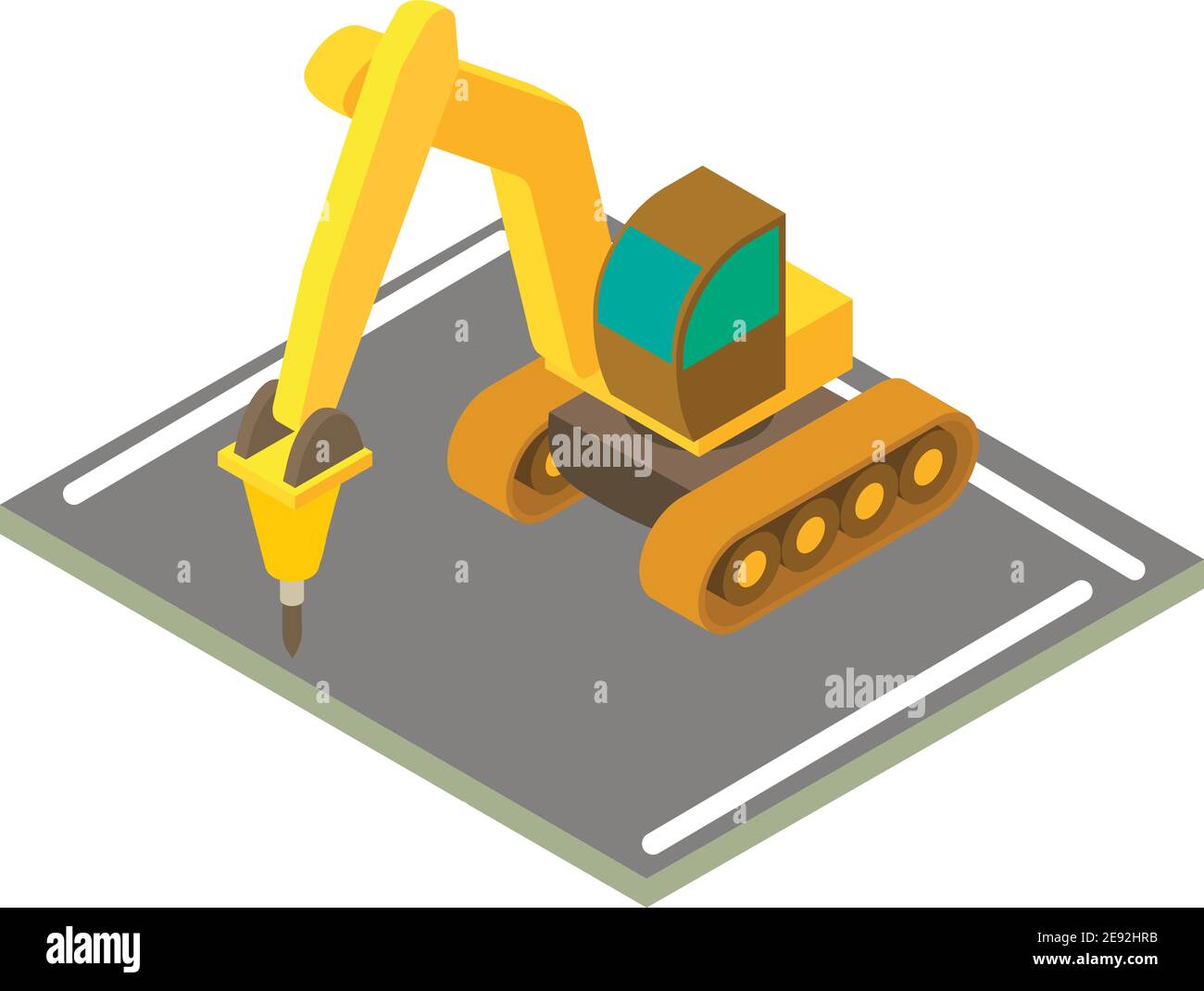 Excavator hammer icon. Isometric illustration of excavator hammer ...